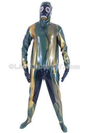 heavy rubber catsuit Battlefield with gas mask